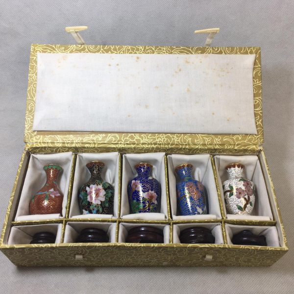 Colección original de 5 “Huaping” en esmalte Cloisonné de 6 cm Beijing ...