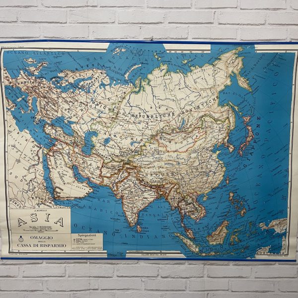Doble mapa fisico y político de Europa By Cariplo Italia 1990`s 140x100 ...